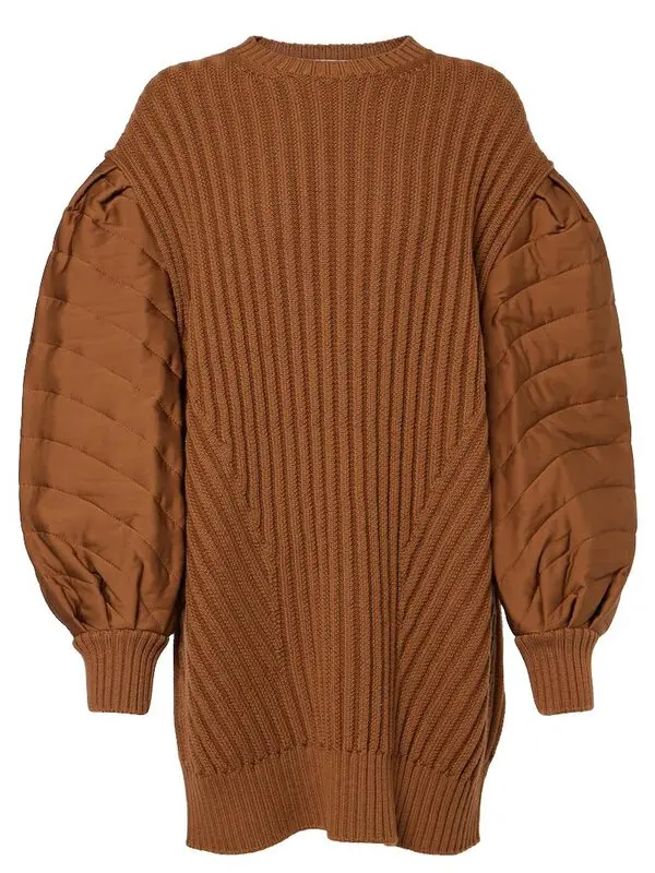 Max Mara Ottuso Ribbed-knit Virgin Wool Mini Dress - Brown
