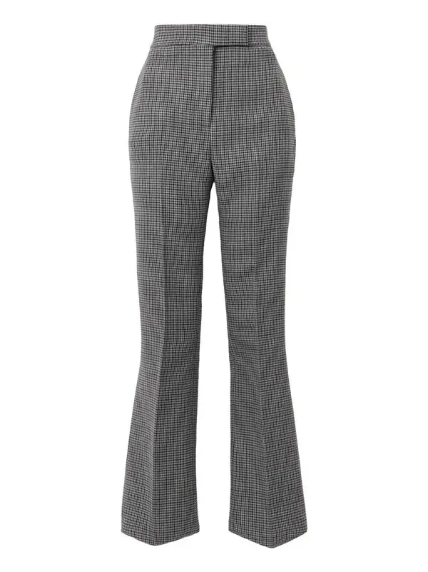 FERRAGAMO Houndstooth Wool-tweed Flared Pants - Gray