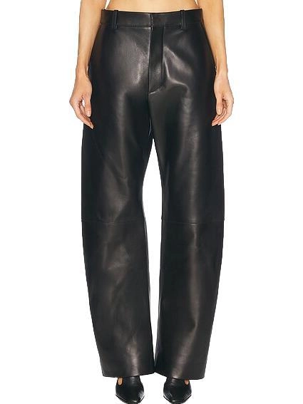 Bottega Veneta Leather Straight Leg Trousers - Black