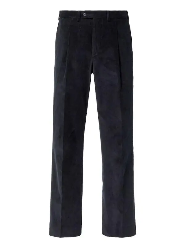 SAMAN AMEL Cotton Corduroy Straight-leg Trousers - Black