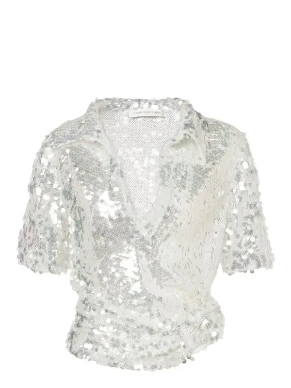 Christopher Esber Sequined Polo Shirt - Silver