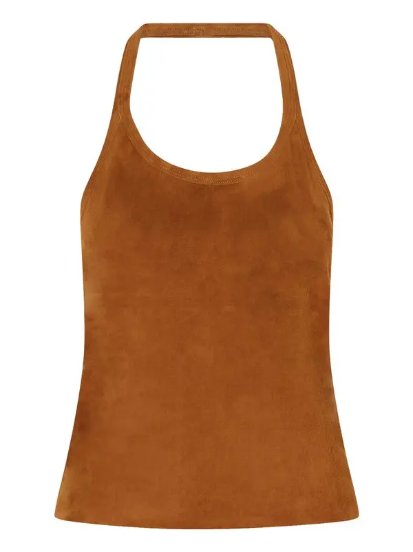 Stouls Halterneck Suede Tank With Open Back - Brown