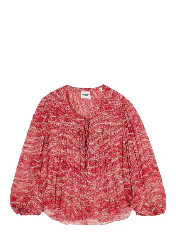 MARANT ETOILE Advika Tie-detailed Printed Crepon Blouse - Red
