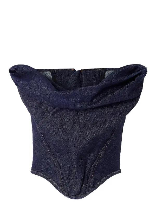 Magda Butrym Strapless Cropped Denim Bustier Top - Blue