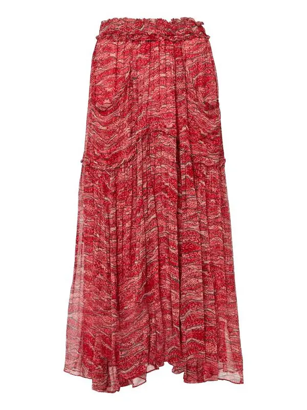 MARANT ETOILE Veronique Chiffon Maxi Skirt - Red