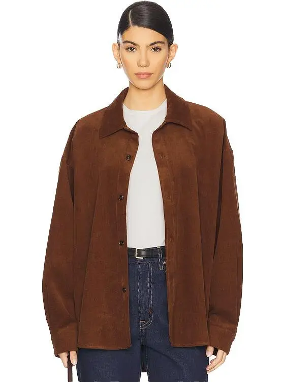 WAO Oversized Corduroy Shirt In . Also - Brown
