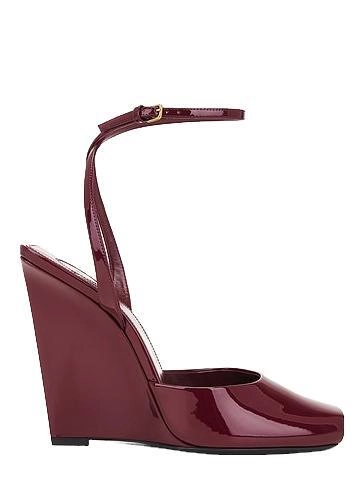 Saint Laurent Orhand Peep Toe Wedge - Grenade