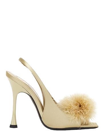 Saint Laurent Lydia Slingback Sandal - Grain Beige