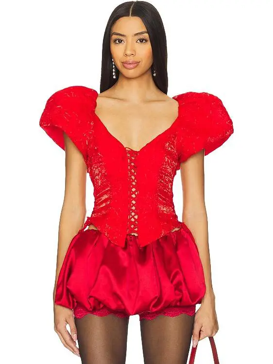 For Love & Lemons Frosted Organza Top In . Also - Red