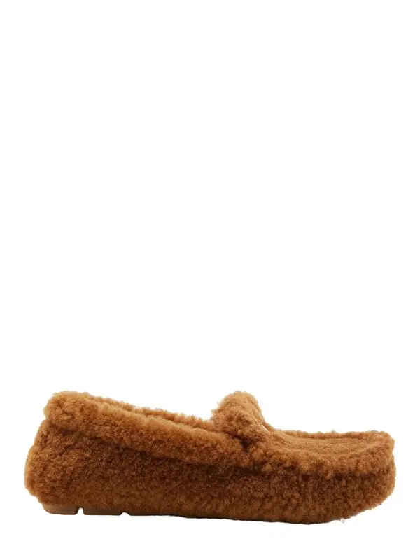Prada Shearling Driving Loafers - Brown