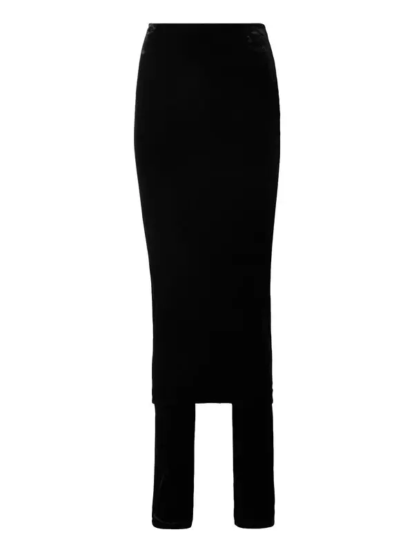 Alaïa Layered Stretch-velvet Straight-leg Pants - Black