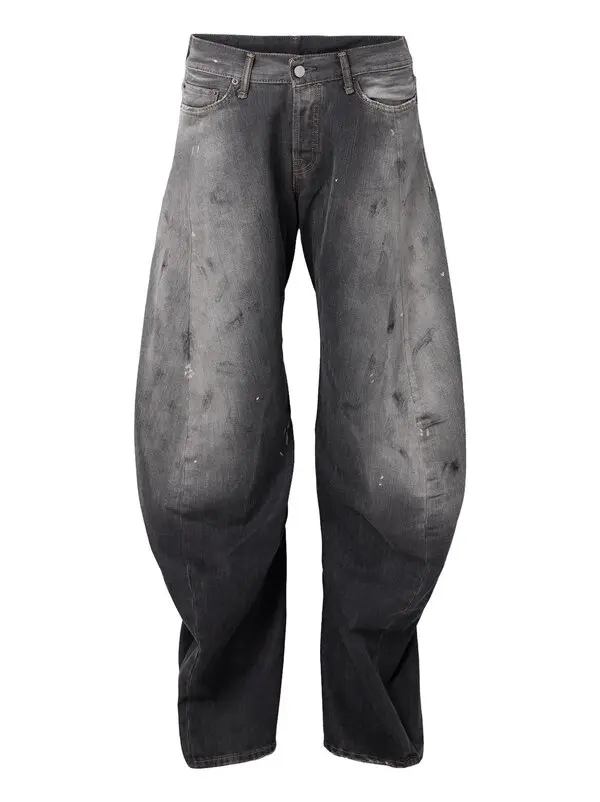 Acne Studios 2006 Paint-splattered Low-rise Barrel-leg Jeans - Gray