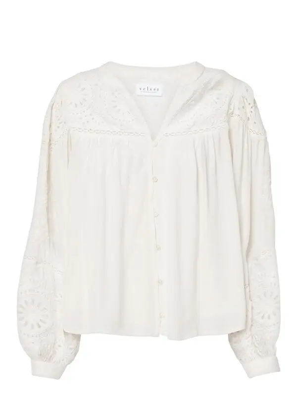 Velvet By Graham & Spencer Libby Open-knit Blouse - Beige