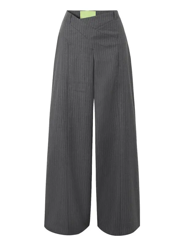 Gauge81 Tora Pinstriped Wool Wide-leg Pants - Gray