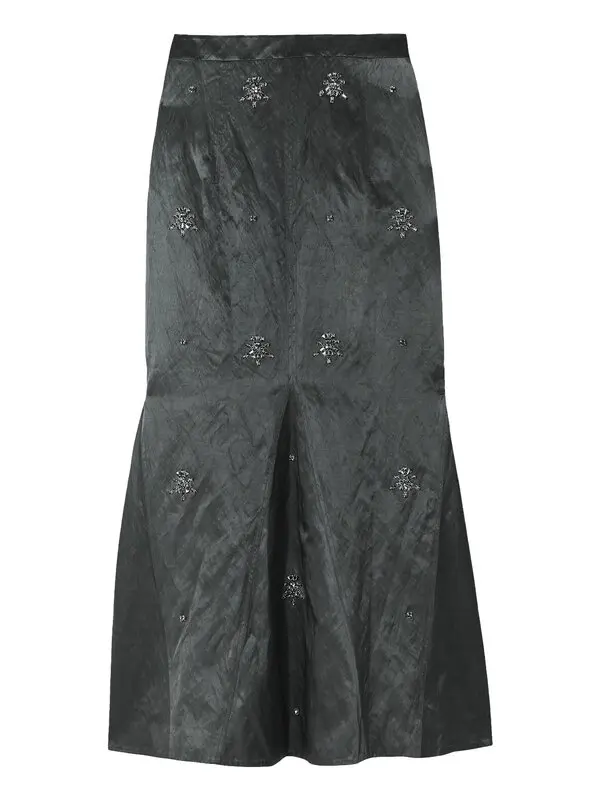 Huishan Zhang Lidia' Crystal-embellished Crinkled Satin-twill Maxi Skirt - Gray