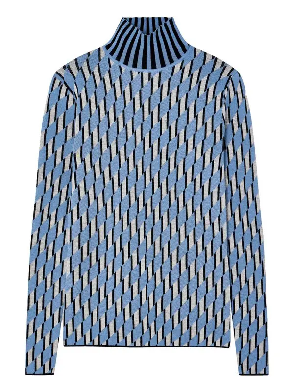 ZANKOV Raven Merino Wool-jacquard Geometric Print Turtleneck Sweater - Multi