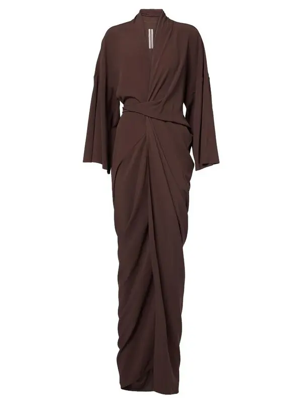 Rick Owens Satin Wrap Gown - Brown