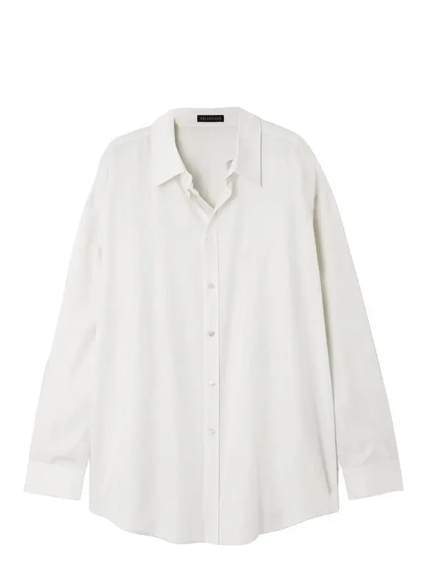 Balenciaga Oversized Embroidered Lyocell Shirt - Neutrals