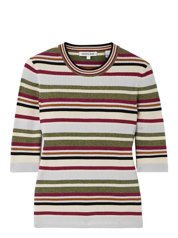 Veronica Beard Kavya Striped Ribbed-knit Sweater - Multi
