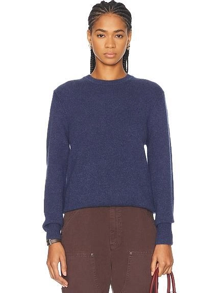 Renggli Embroidered Cashmere Crewneck Sweater - Lapis