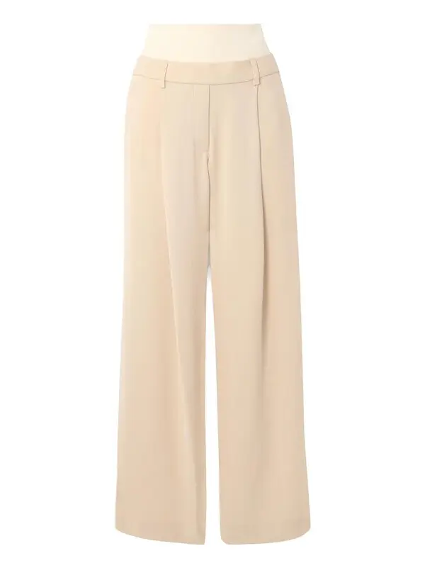 ESSE STUDIOS Wide-leg Crepe Pants With Piqué Detail - Neutrals