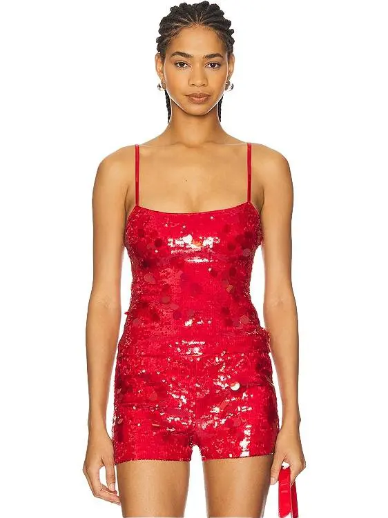 GUIZIO Sequin Cami - Red