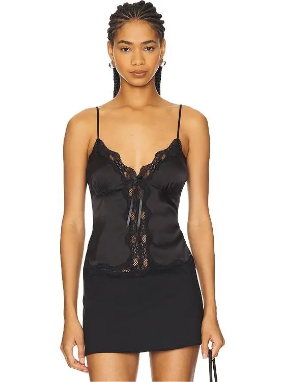 GUIZIO Blair Top Lace Trimmed Camisole - Black