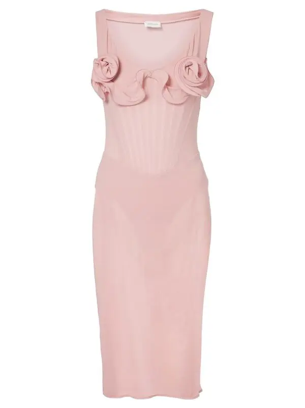 Magda Butrym Floral-appliqué Silk-blend Bustier Dress - Pink