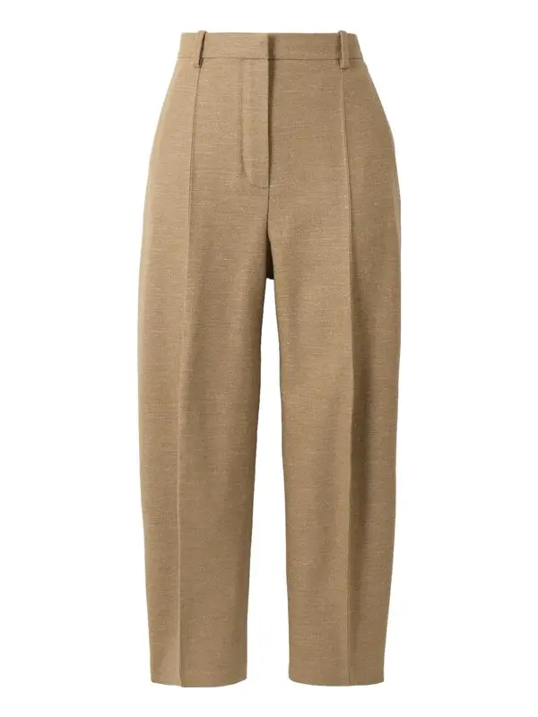 Loro Piana Dan Pleated Wool, Cashmere And Linen-blend Tapered Pants - Neutrals