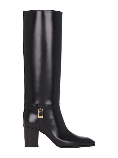 Saint Laurent Knee High Boots With Buckle Detail - Nero