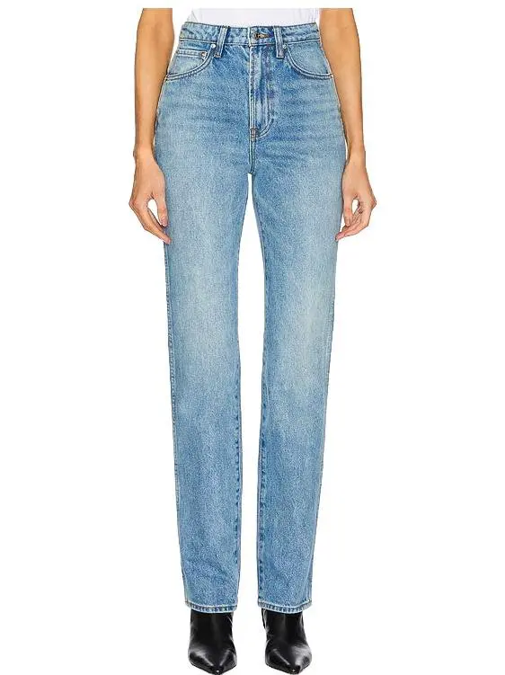GRLFRND Sara Super High Rise Slim Straight Jeans In . Also - Denim-medium