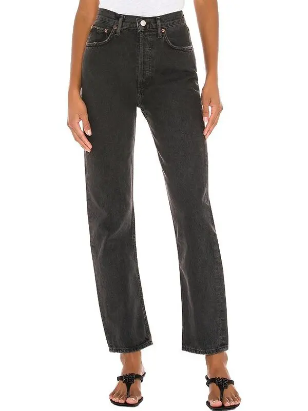 AGOLDE 90's Pinch Waist Straight Leg Jeans - Black
