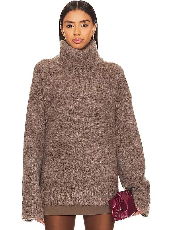SNDYS. Cecilia Jumper Midweight Knit Turtleneck - Brown
