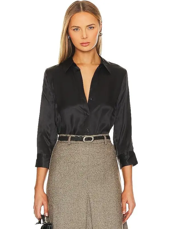 L'Agence Dani Silk Charmeuse Blouse - Black