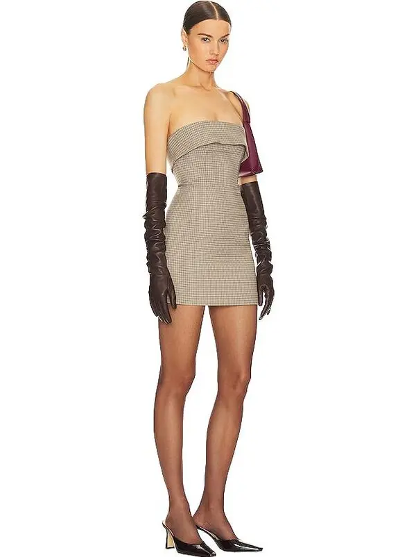 HELSA Plaid Mini Suit Dress - Brown