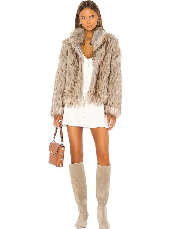 UNREAL FUR Faux Fur Jacket - Tan