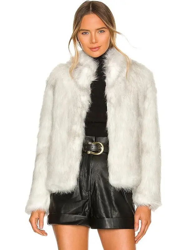 UNREAL FUR Fur Delish Faux Fur Jacket - Light Grey