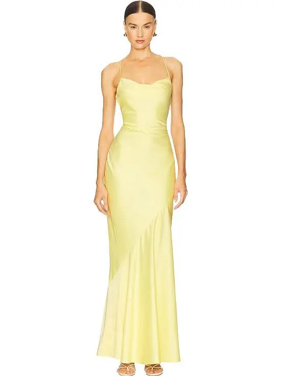 NOOKIE Entice Drape Gown - Lemon