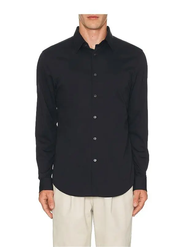Theory Sylvain Structure Knit Shirt In . Also - Navy