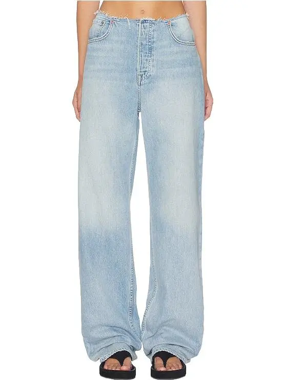 GRLFRND Jordan Low Rise Frayed Waist Boyfriend Jeans In . Also - Denim-light