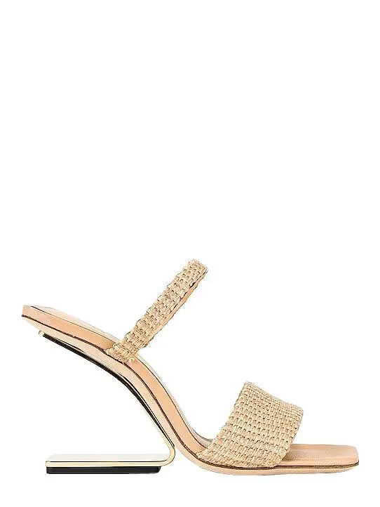 Cult Gaia Rene Woven Sandals With Sculptural Heel - Tan