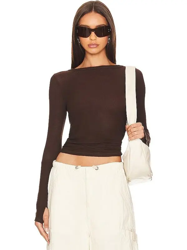 Michael Lauren Sorento Snap Cuff Top In . Also - Chocolate