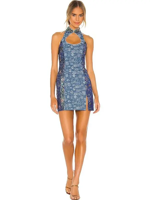 KIM SHUI Denim Mini Combo Dress - Blue