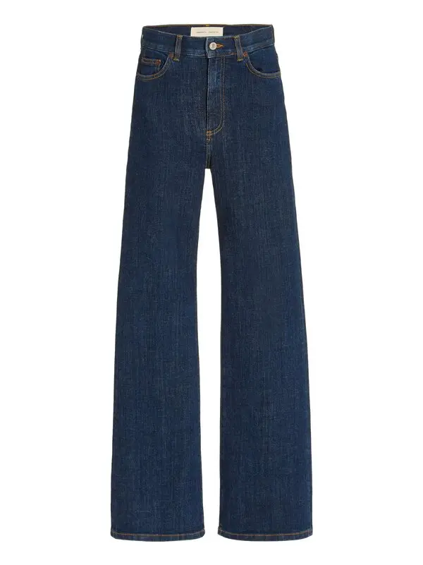 JEANERICA Pyramid Stretch High-rise Flared-leg Jeans - Blue