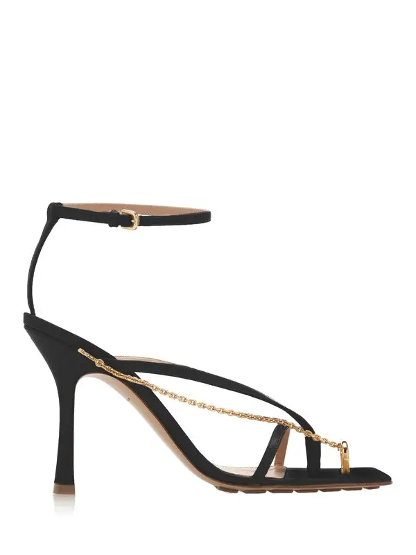 Bottega Veneta Chain-trimmed Leather Sandals - Black
