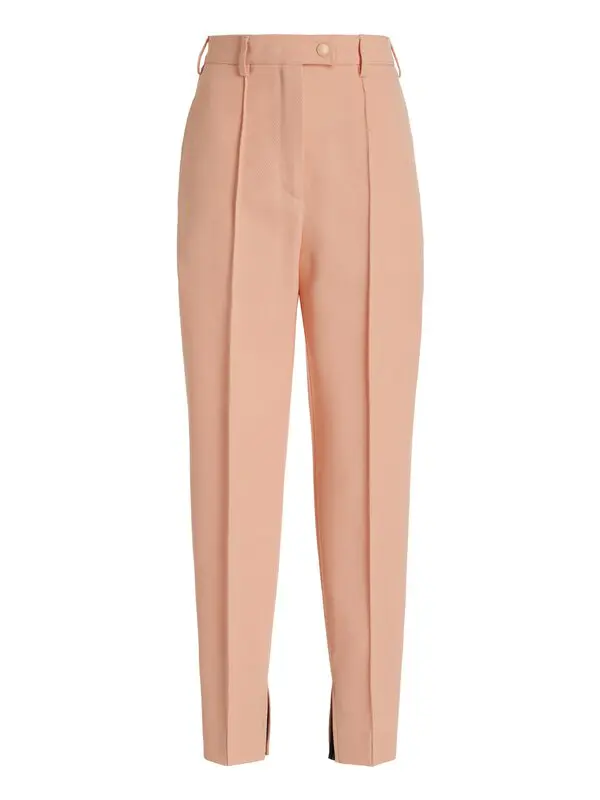 Prada High-rise Stretch Wool Slim Pants With Slit Cuffs - Pink