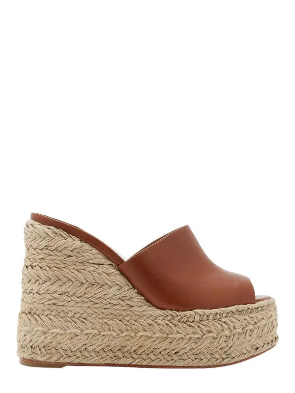 CHRISTIAN LOUBOUTIN Ariella 130mm Leather Wedge Espadrilles - Tan