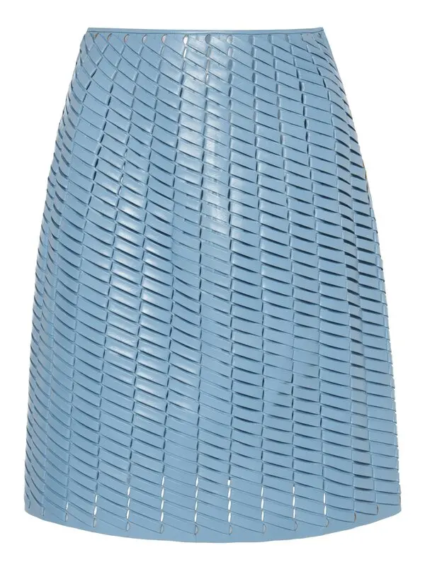 Bottega Veneta Woven Leather Mini Skirt - Blue