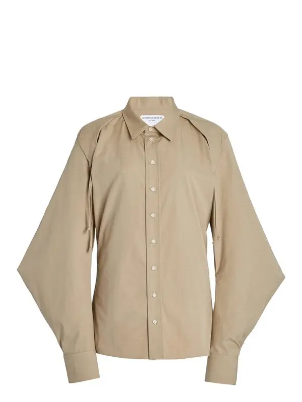 Bottega Veneta Cape-sleeve Cotton-blend Poplin Shirt - Neutral