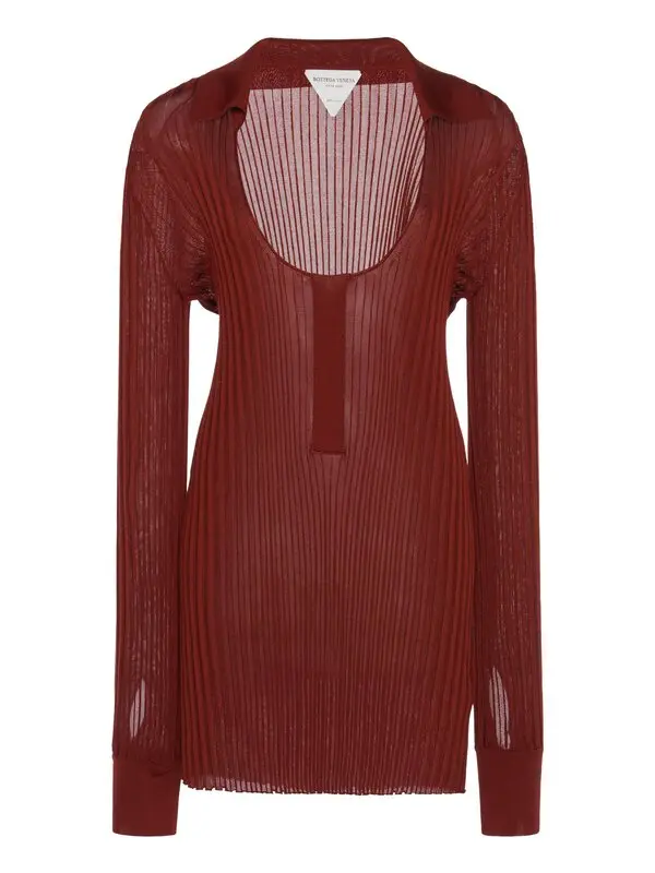 Bottega Veneta Ribbed Silk-blend Top - Orange